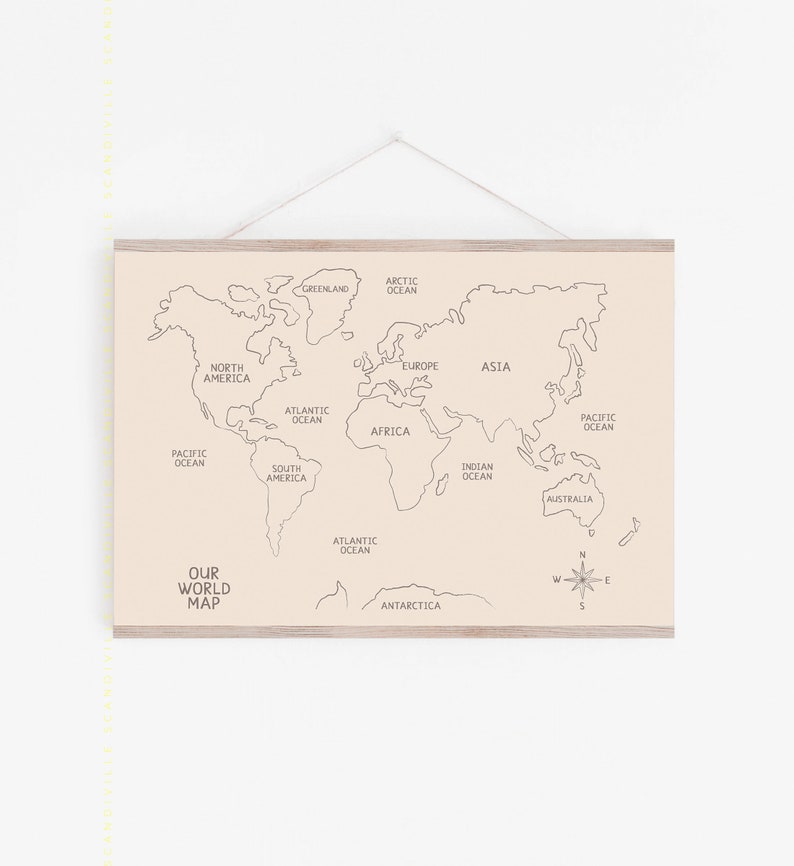 Playroom Map, World Map Printable for Kids, Kids World Map Print, World ...