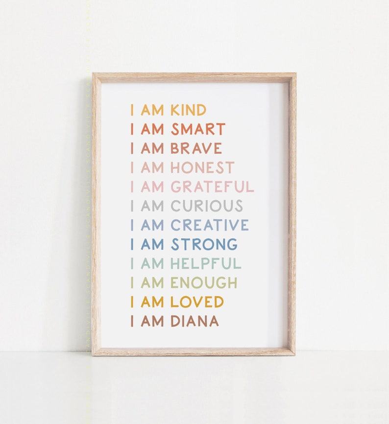 Personalized Name Positive Affirmations Wall Art Affirmations Print