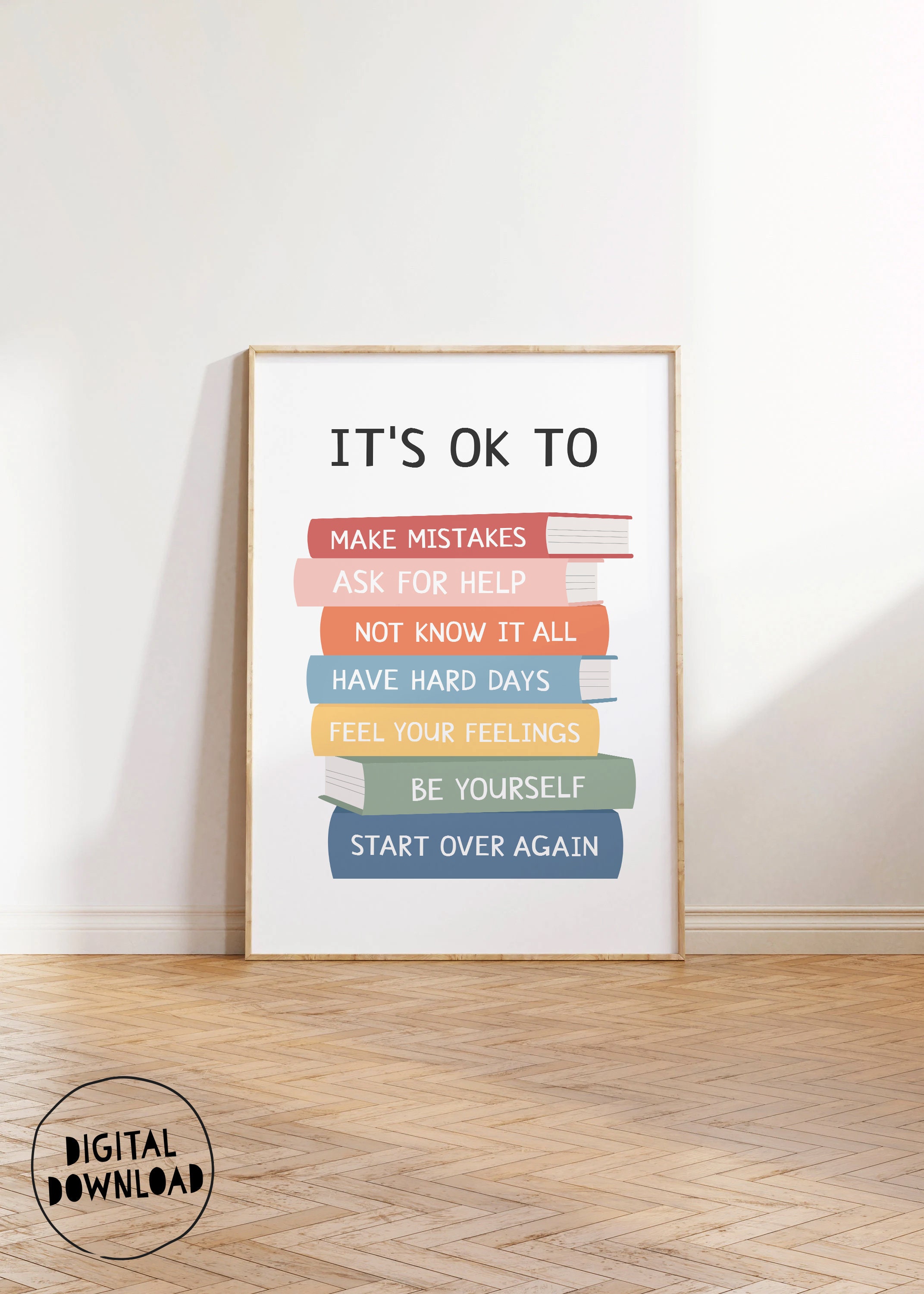 It's Okay to Not Be Okay Print, Rainbow Classroom Decor, Educational ...