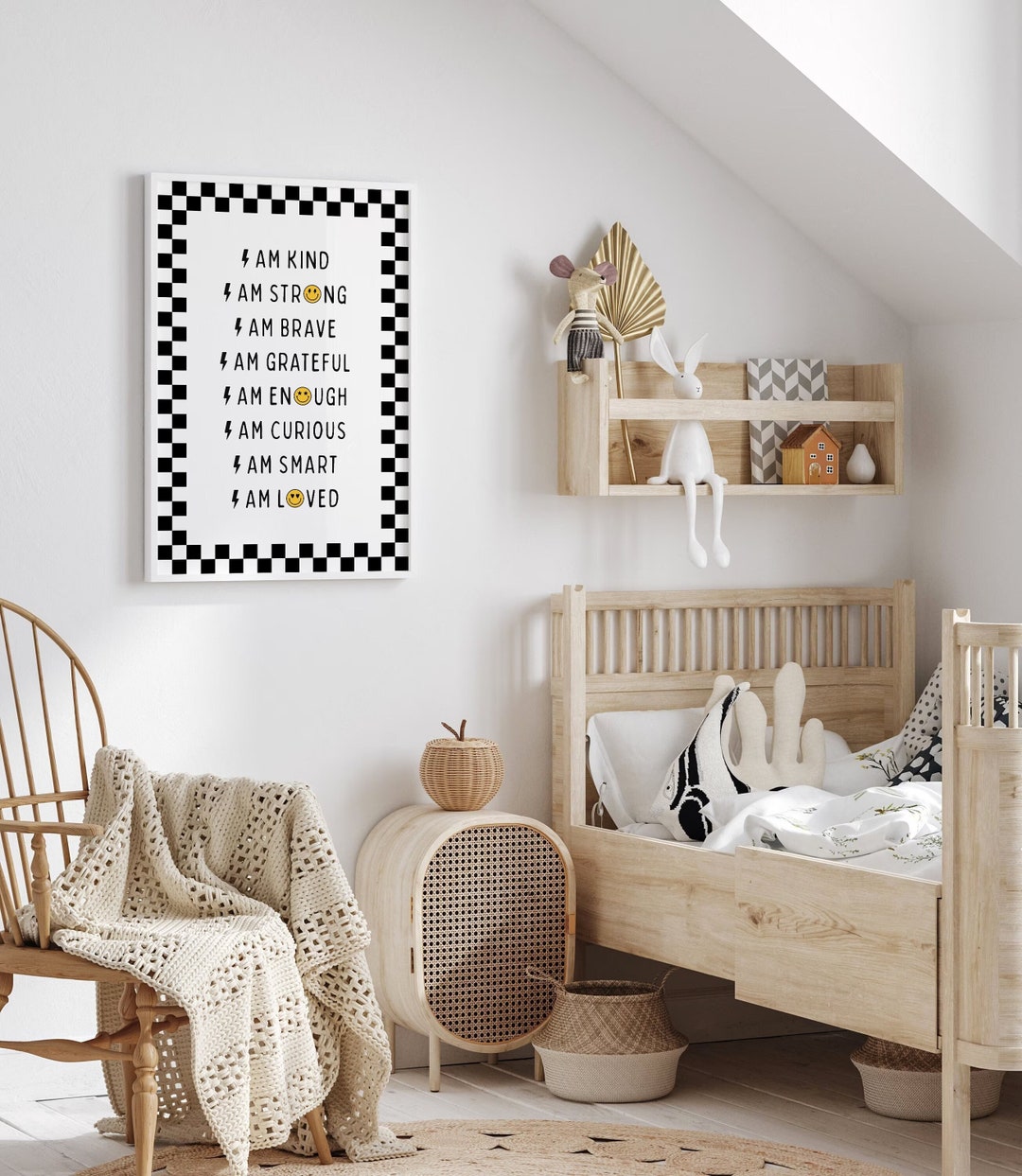Affirmations Wall Art Gender Black Nursery Decor, Kids Affirmation Art ...