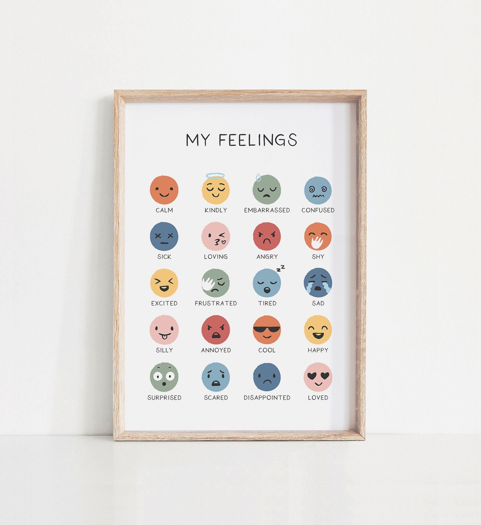 Feelings Poster, Emotions Chart for Kids, Rainbow Classroom Decor ...