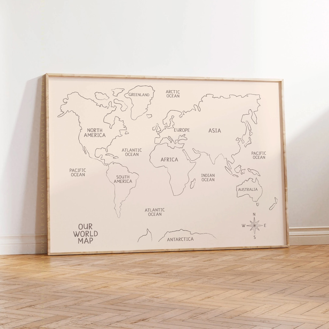 Playroom Map, World Map Printable for Kids, Kids World Map Print, World ...