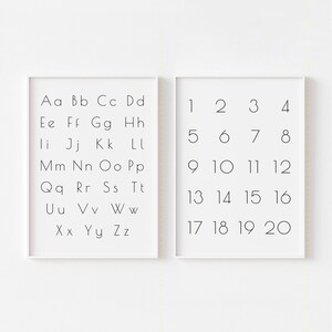 Set of 2 Prints Alphabet Poster, Number Poster 1-20, ABC Prints ...