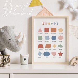 Shapes Educational Print, Nursery Wall Art, Colorful Shapes, Rainbow ...