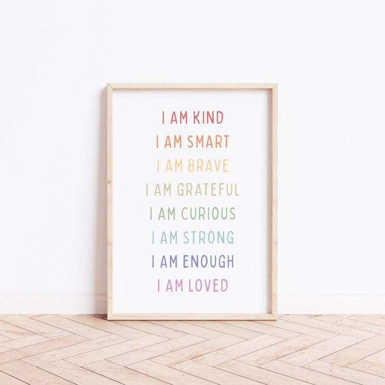 Rainbow Positive Affirmations Art: Kids Room Decor (digital Download ...