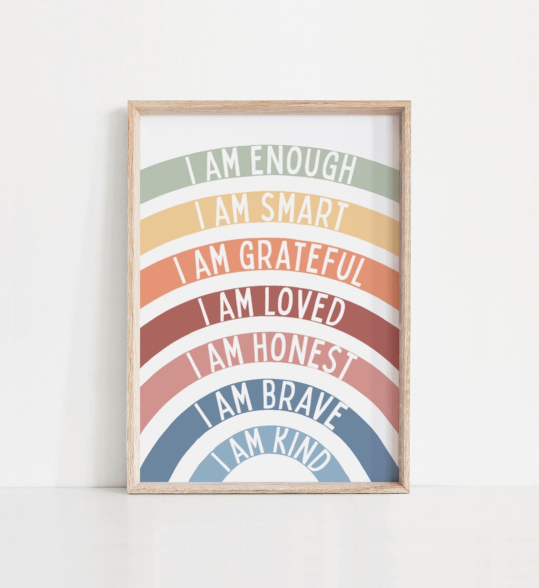 Rainbow Affirmations Wall Art Printable, Affirmations for Kids ...