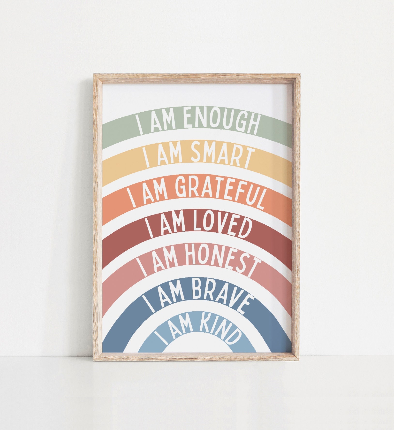 Rainbow Affirmations Wall Art Printable, Affirmations for Kids ...