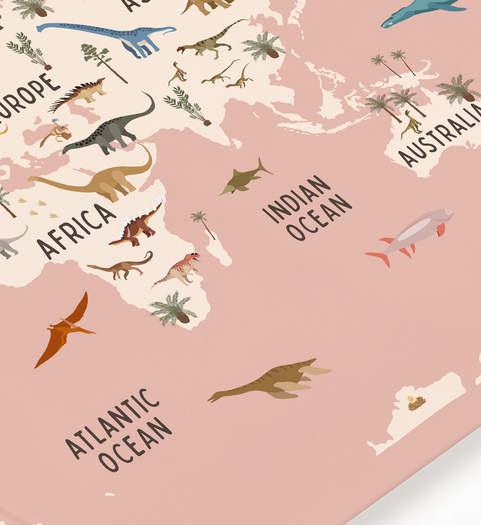 Dinosaur World Map Print, Dinosaur Wall Art, Dinosaurs of the World ...