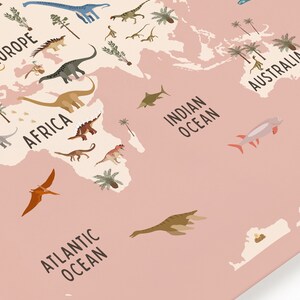 Dinosaur World Map Print, Dinosaur Wall Art, Dinosaurs of the World ...