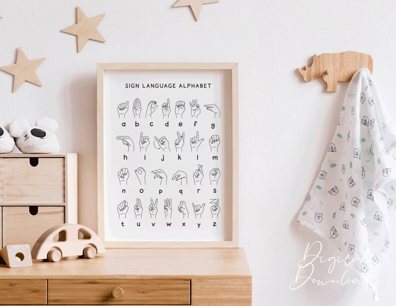 ASL Alphabet Poster, Sign Language Art Print (digital Download) - Etsy