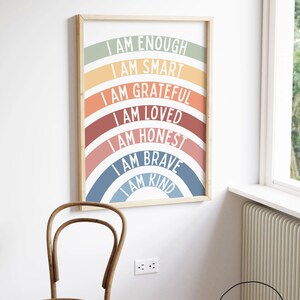 Rainbow Affirmations Wall Art Printable, Affirmations for Kids ...