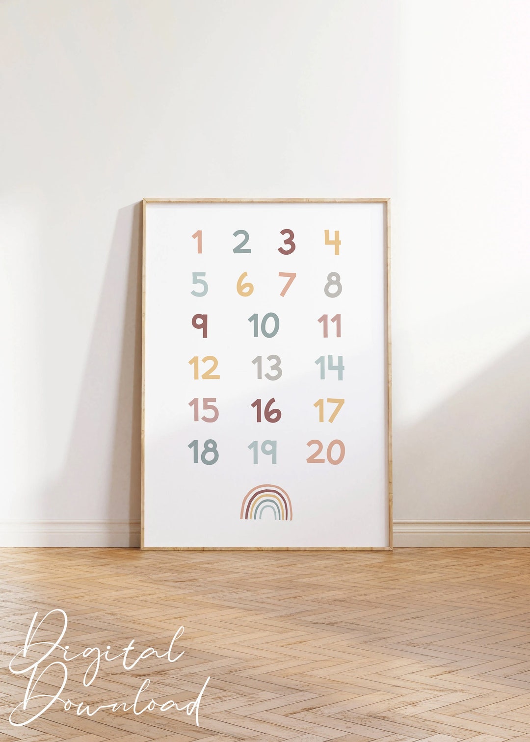 Numbers Poster Printable Wall Art, Nursery Decor, 1-20 Poster, Numbers ...