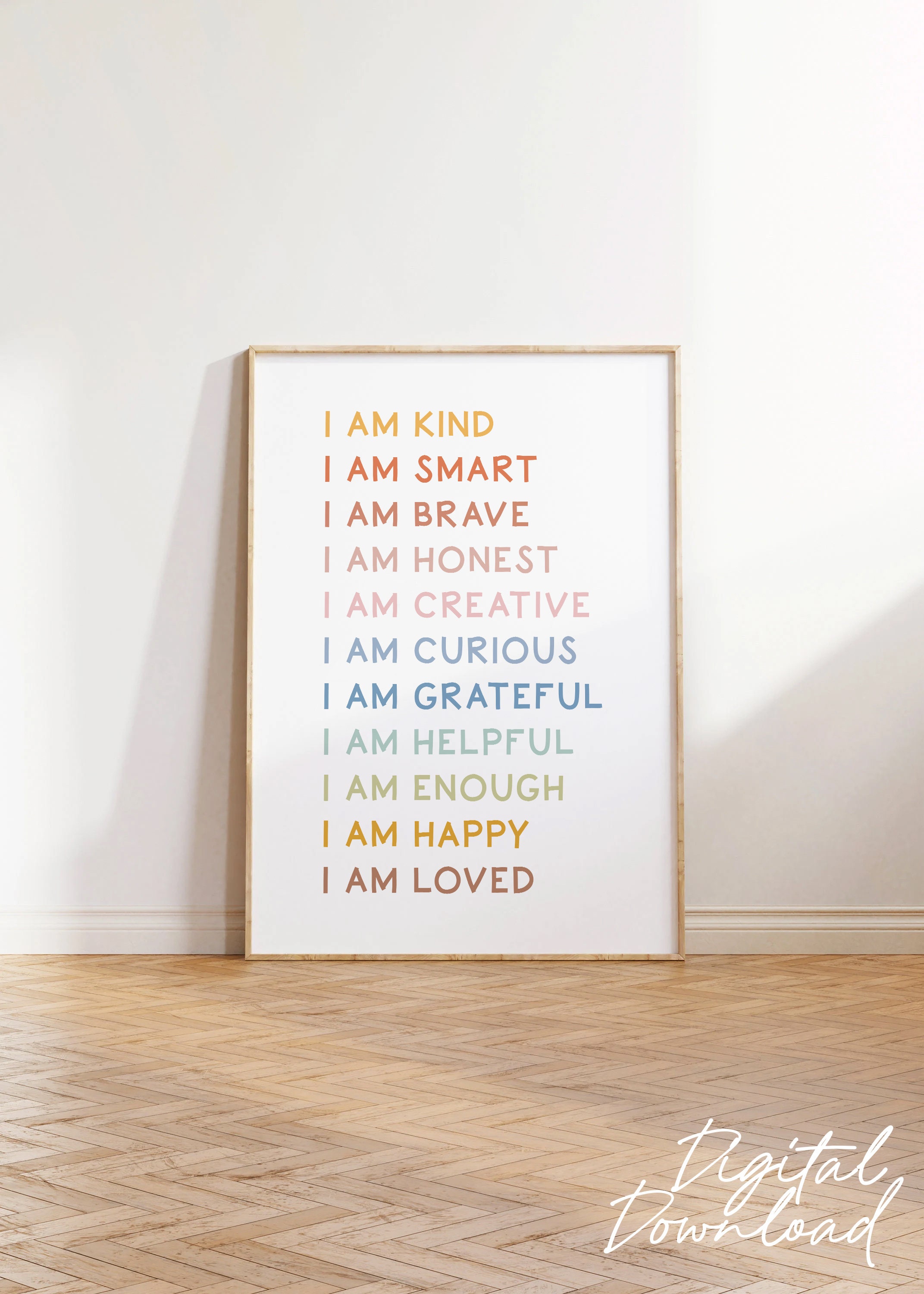 Positive Affirmations Printable, Rainbow Nursery Decor Printable ...