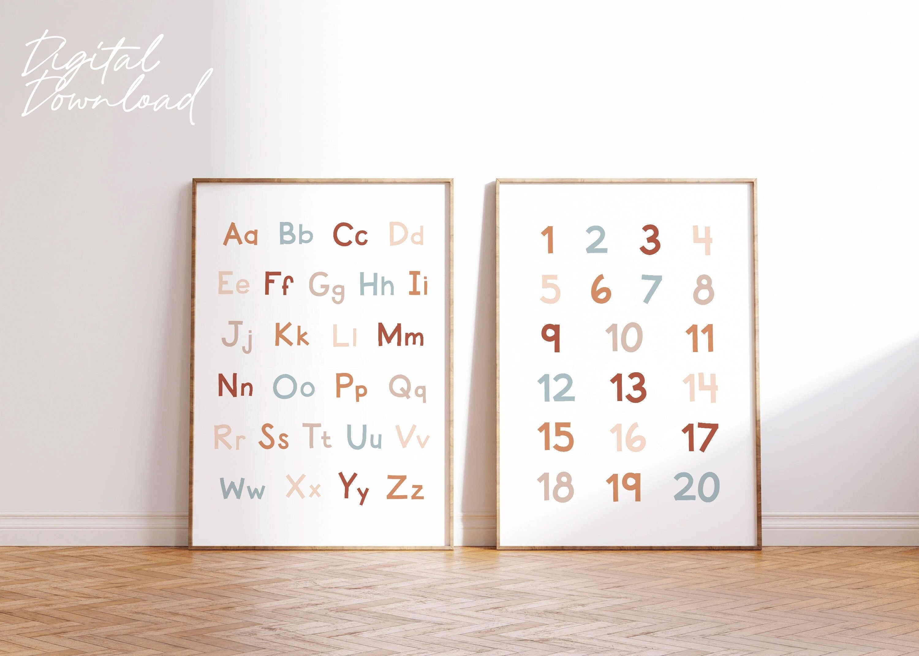 Boho ABC and Numbers 1-20 Prints, Homeschool Decor (digital Download ...