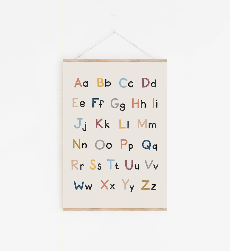 Set of 3 Prints Alphabet Uppercase Lowercase, Rainbow Wall Art, Sun ...
