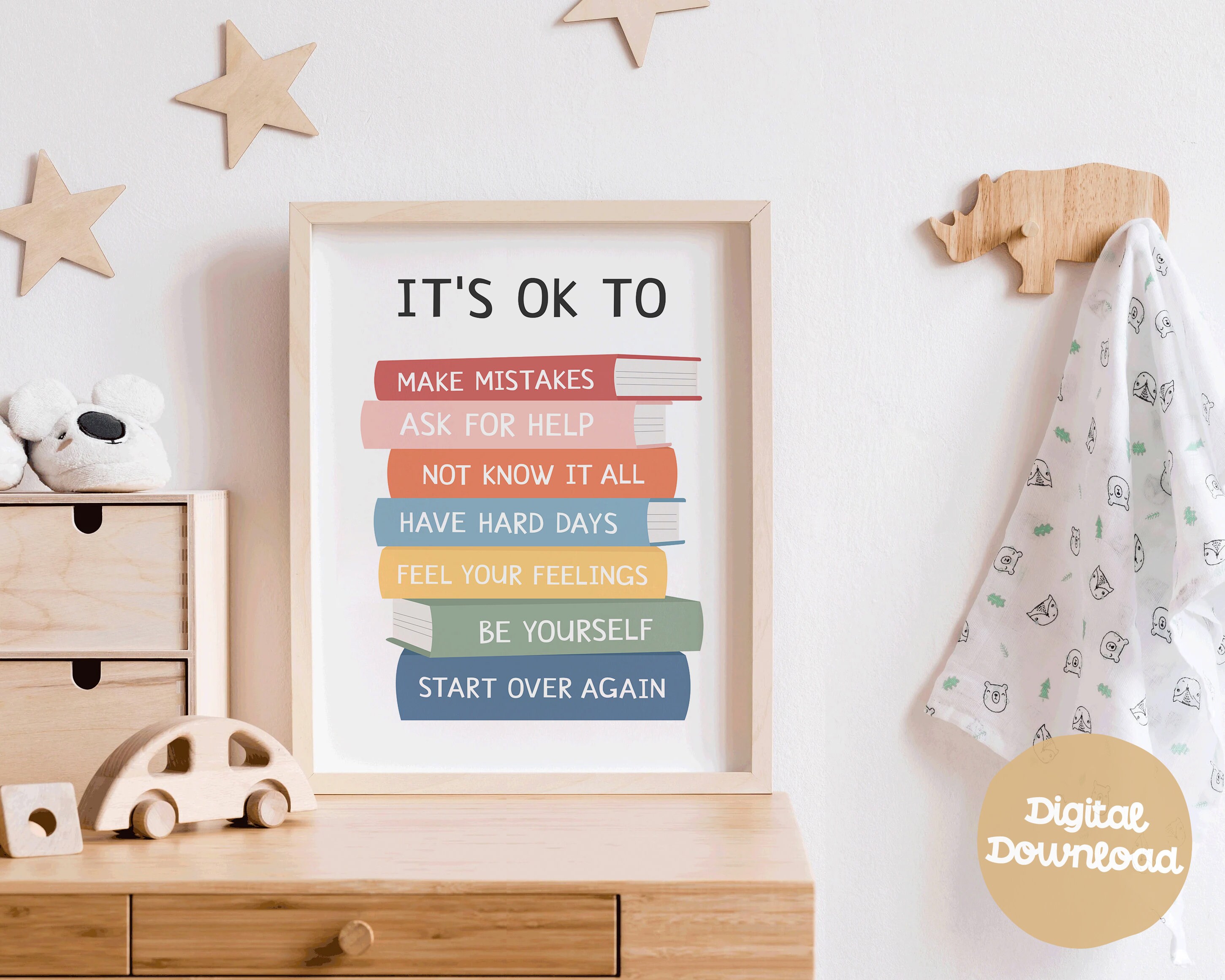 It's Okay to Not Be Okay Print: Rainbow Classroom Decor (digital ...