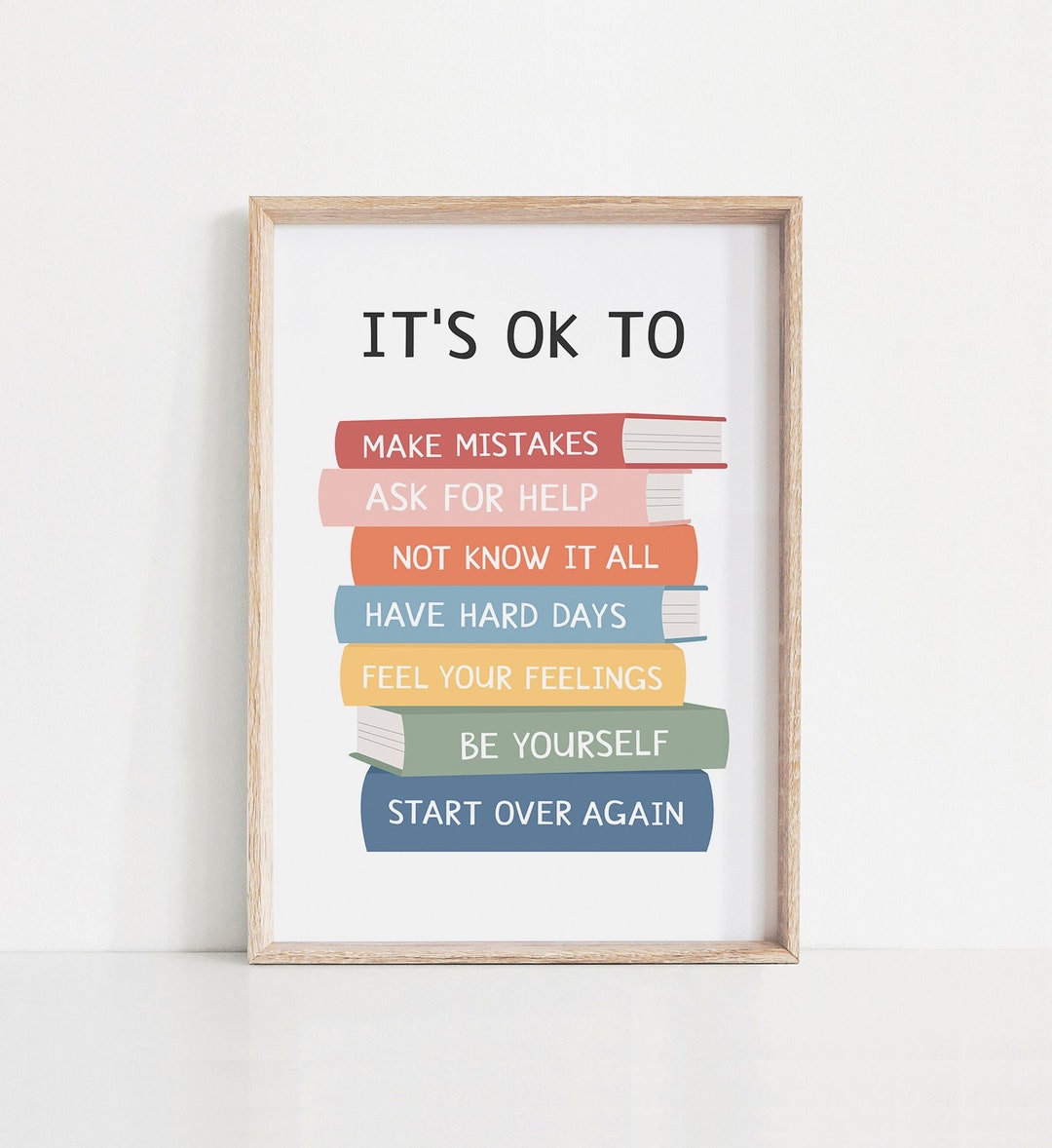 It's Okay to Not Be Okay Print: Rainbow Classroom Decor (digital ...