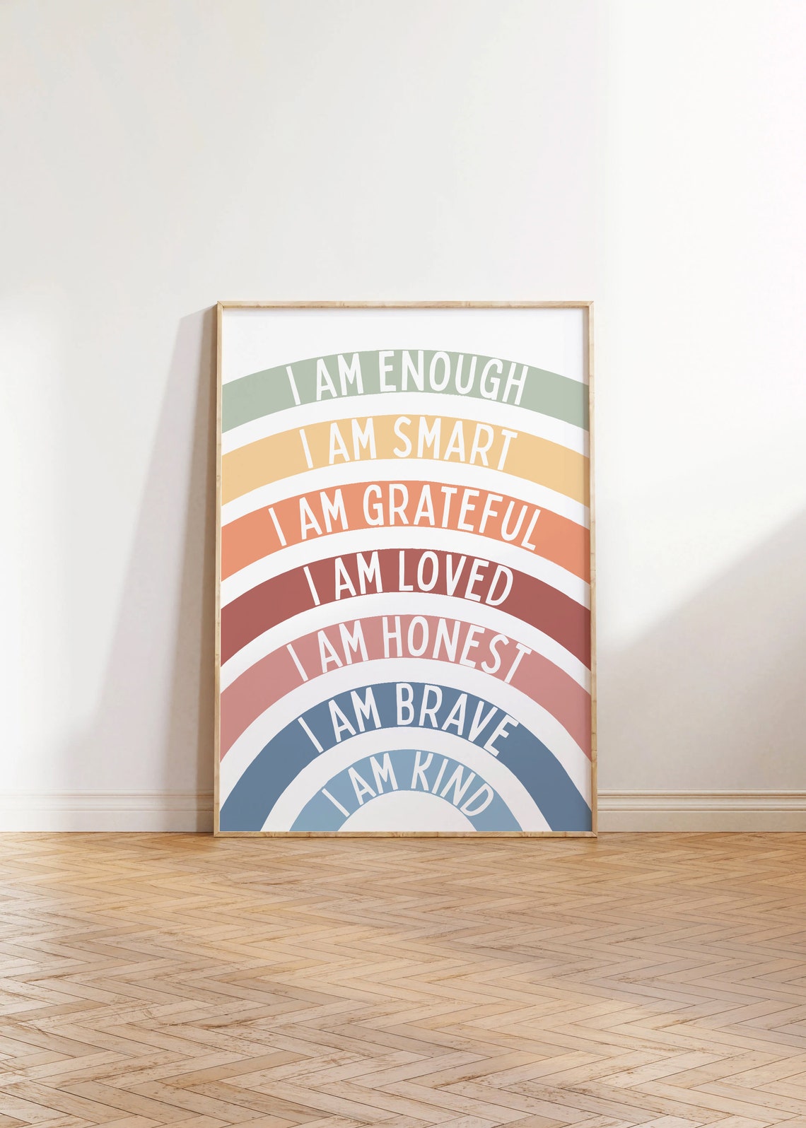 Rainbow Affirmations Wall Art Printable, Affirmations for Kids ...