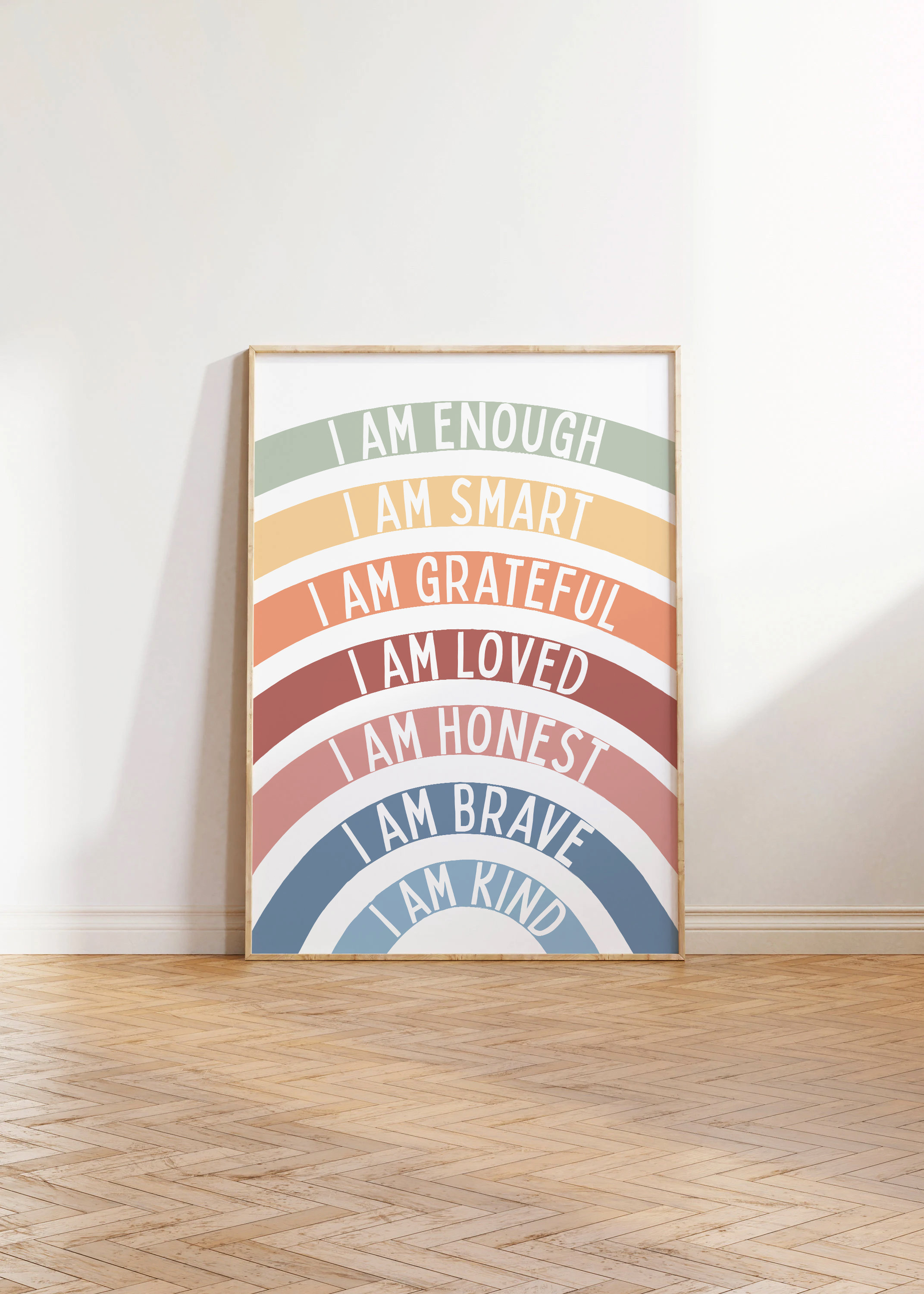 Rainbow Affirmations Wall Art Printable, Affirmations for Kids ...