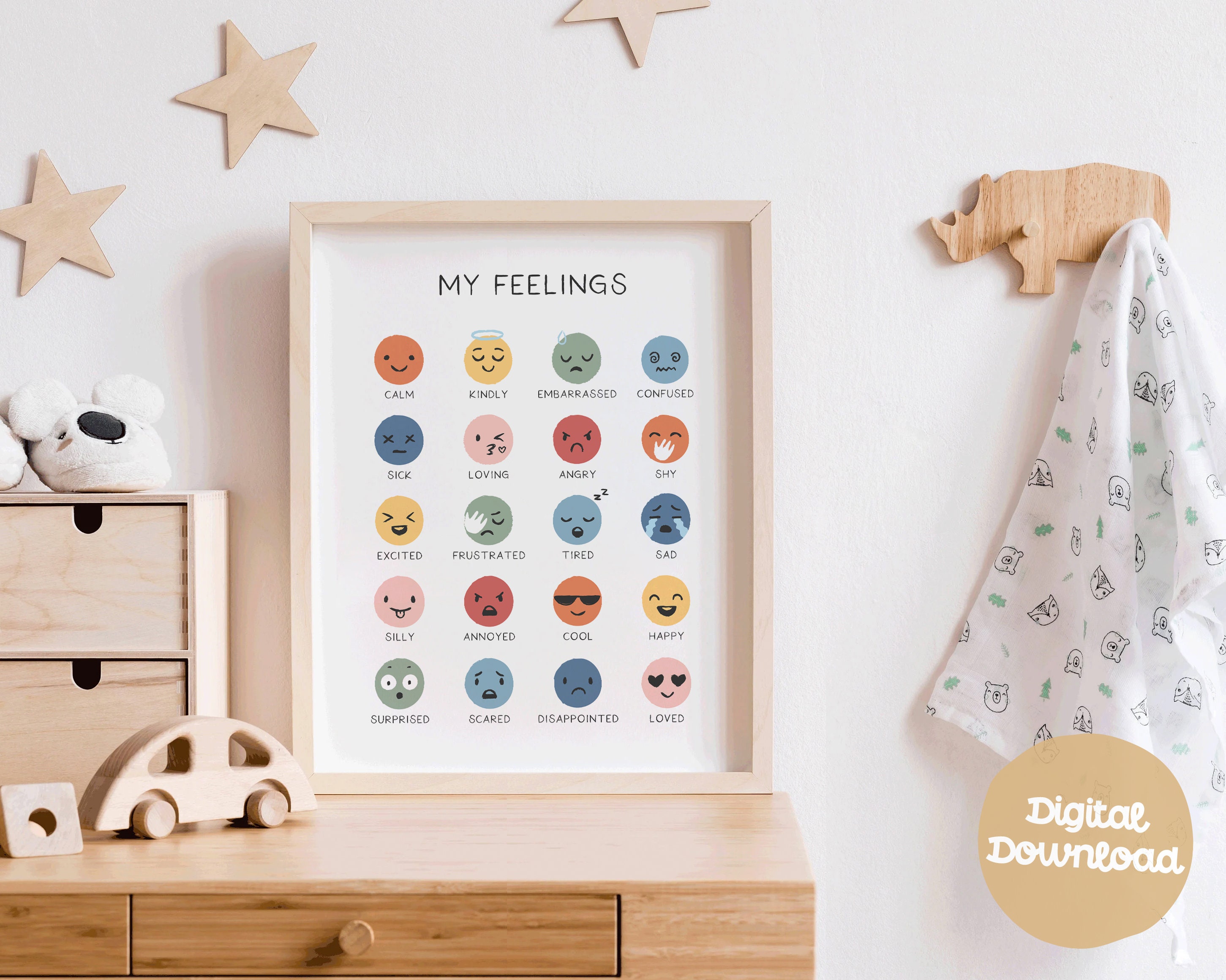 Feelings Poster, Emotions Chart for Kids, Rainbow Classroom Decor ...