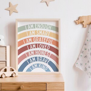Rainbow Affirmations Wall Art Printable, Affirmations for Kids ...