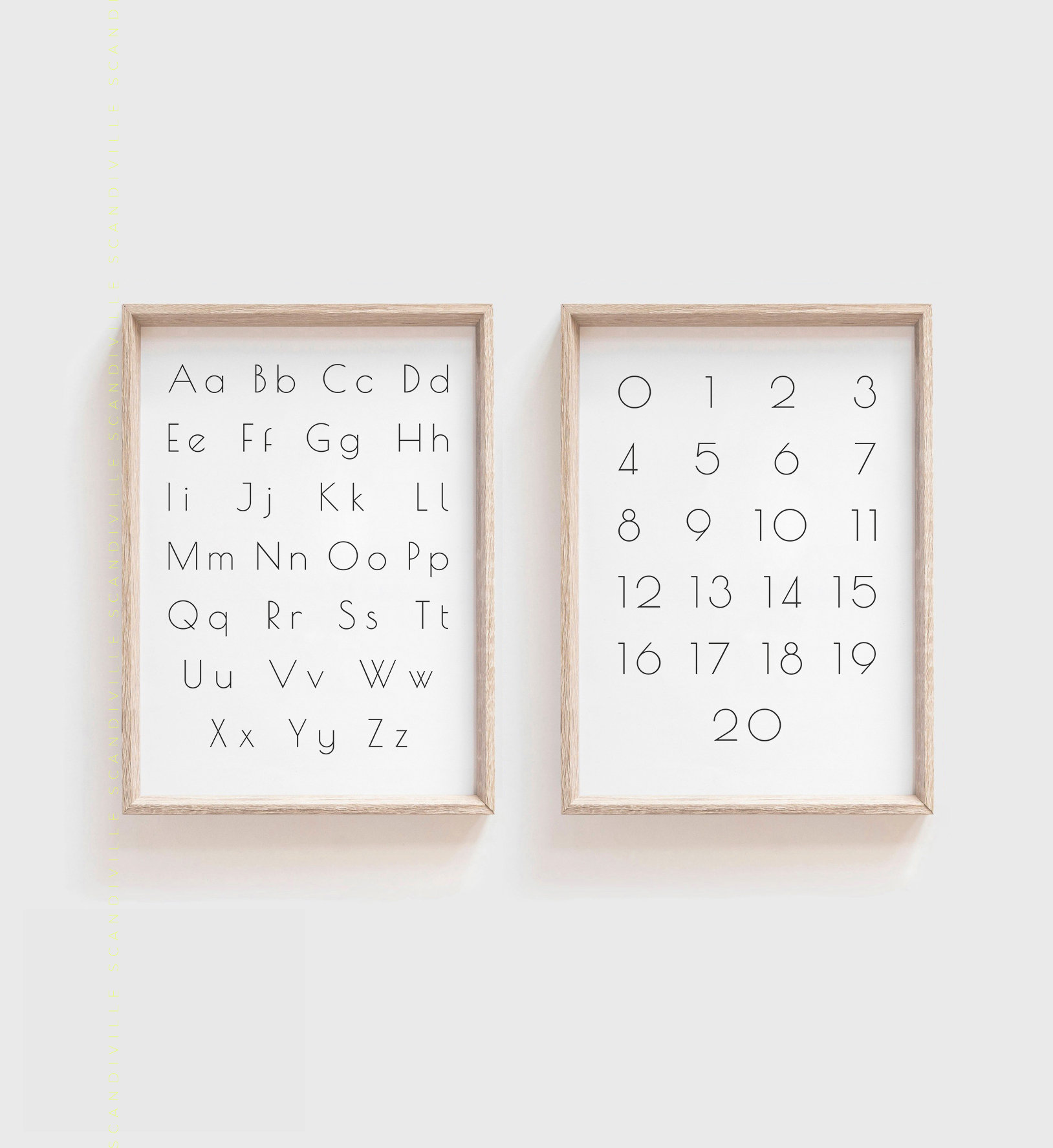 Set of 2 Prints Alphabet Poster, Number Poster 1-20, ABC Prints ...