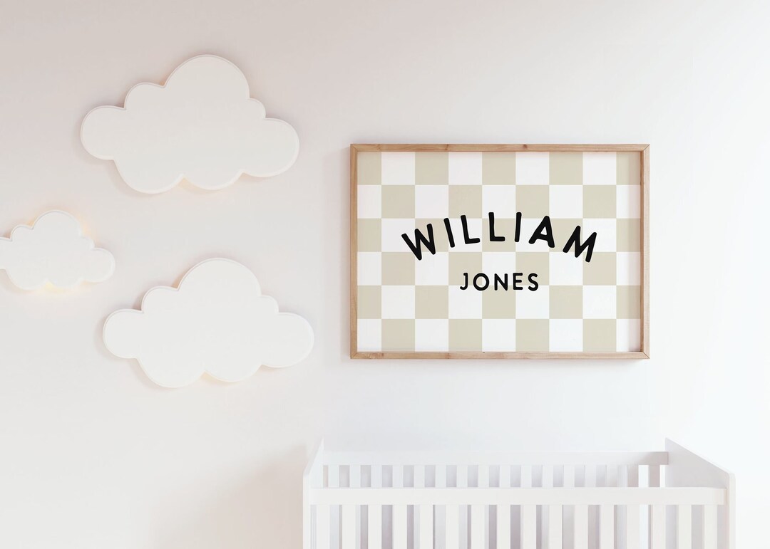 Printable Boy Name Sign, Boys Kids Room Decor, Checkerboard Play Room ...