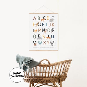 Alphabet Poster, ABC Print, Alphabet Printable, Kids Room Art Decor ...