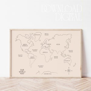 Playroom Map, World Map Printable for Kids, Kids World Map Print, World ...