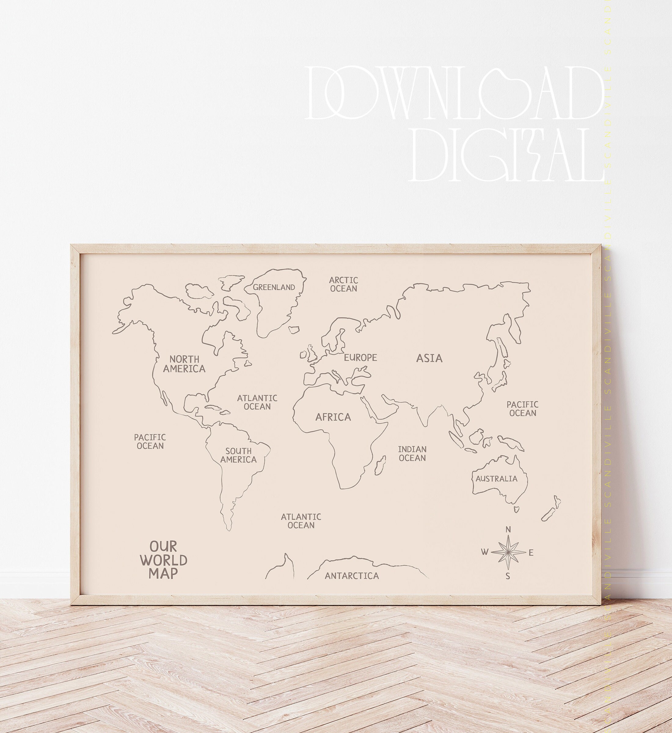 Playroom Map, World Map Printable for Kids, Kids World Map Print, World ...