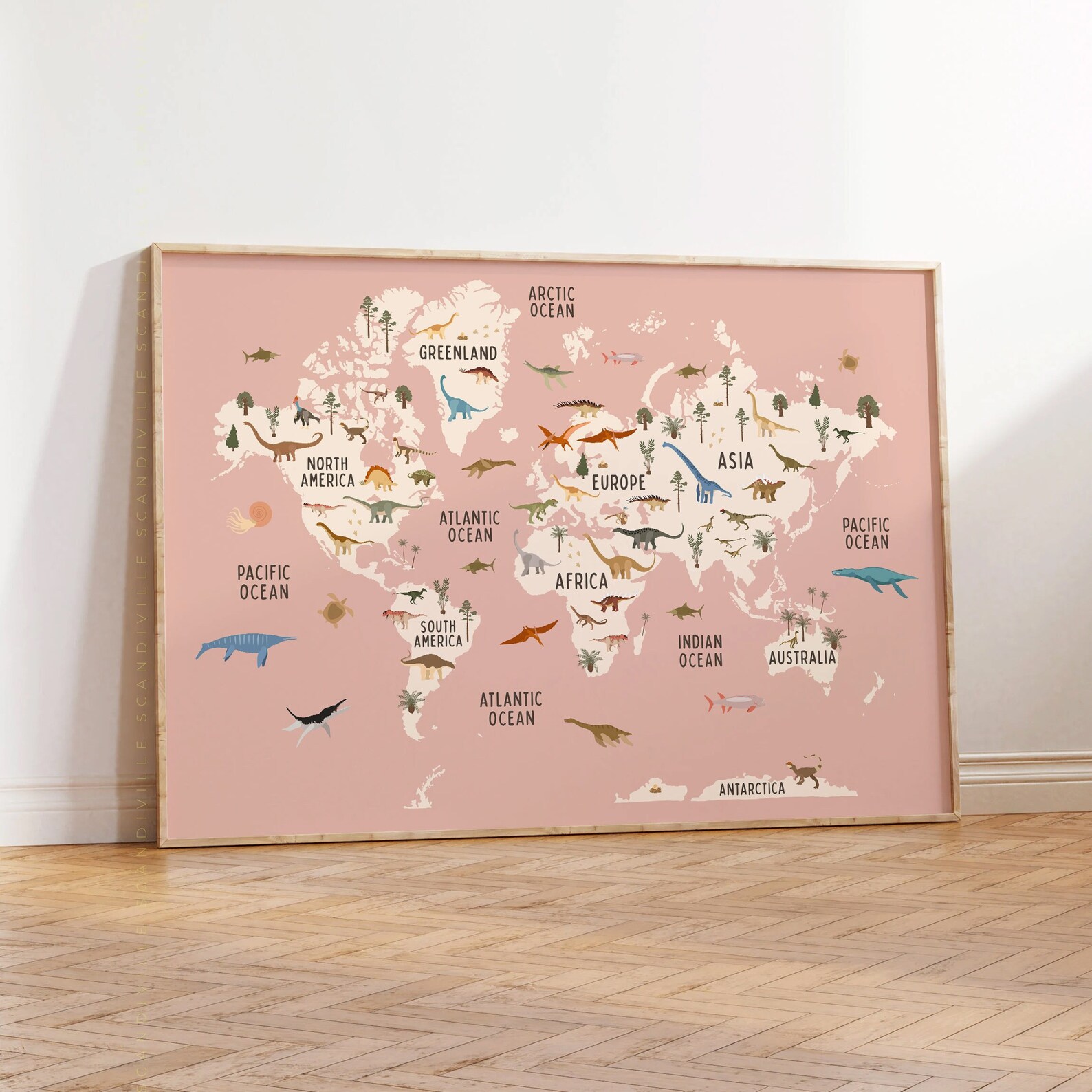 Dinosaur World Map Print, Dinosaur Wall Art, Dinosaurs of the World ...