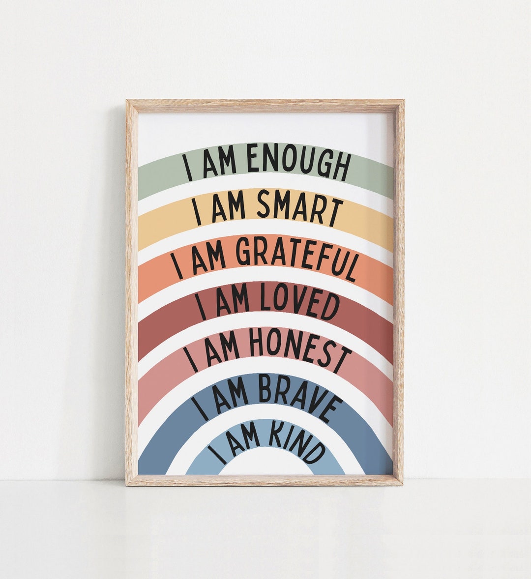 Rainbow Affirmations Wall Art Printable, Affirmations for Kids ...