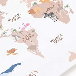 Animals World Map, Kids Animal World Map Print, World Map Nursery ...