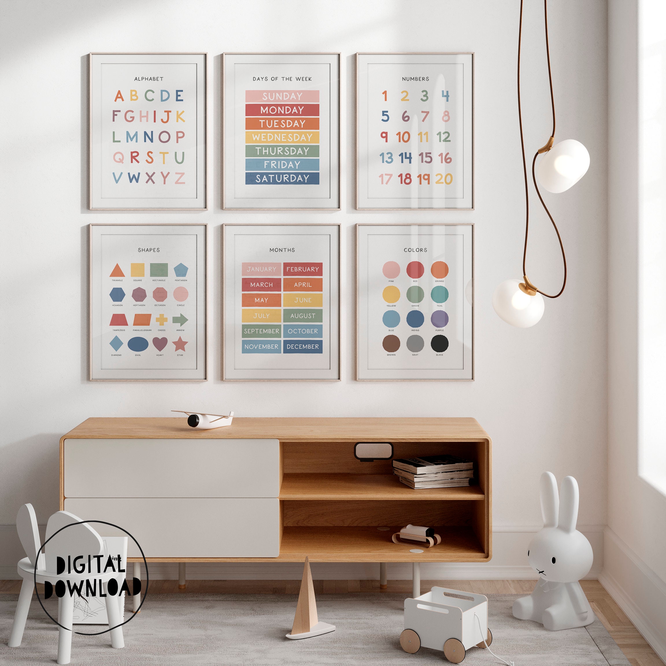 Rainbow Classroom Decor Set of 6 Prints, Home School Prints ...