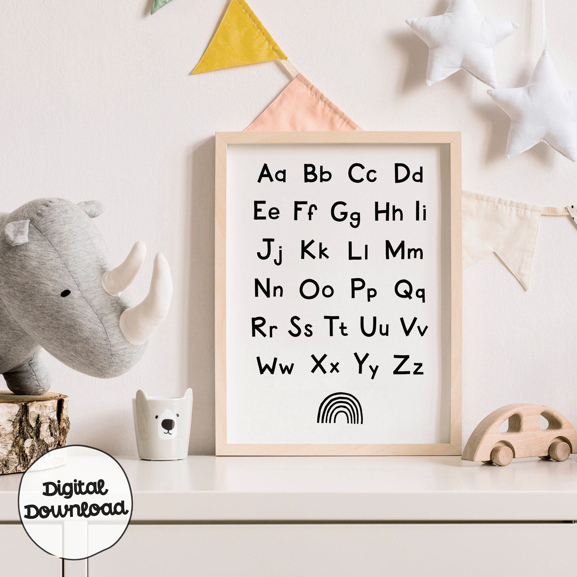 Alphabet Print, Uppercase Lowercase Letters, Children's Wall Art ...