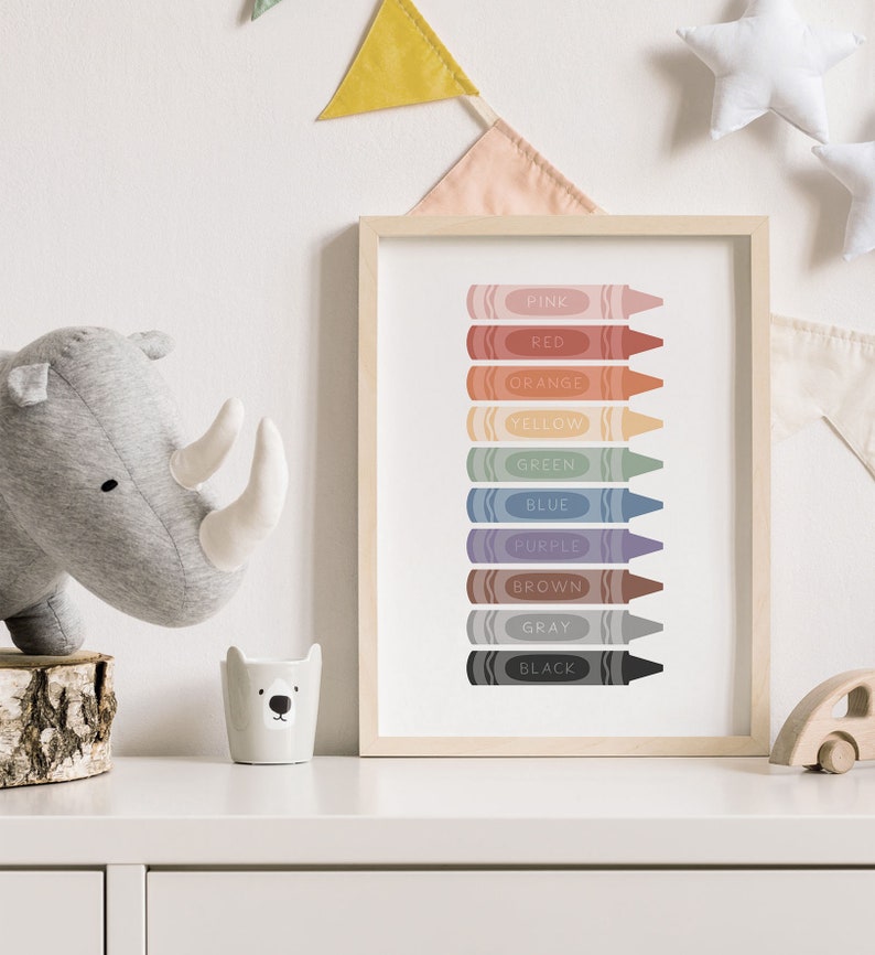 Colors Crayons Poster, Colorful Classroom Decor, Learn Your Colours as ...