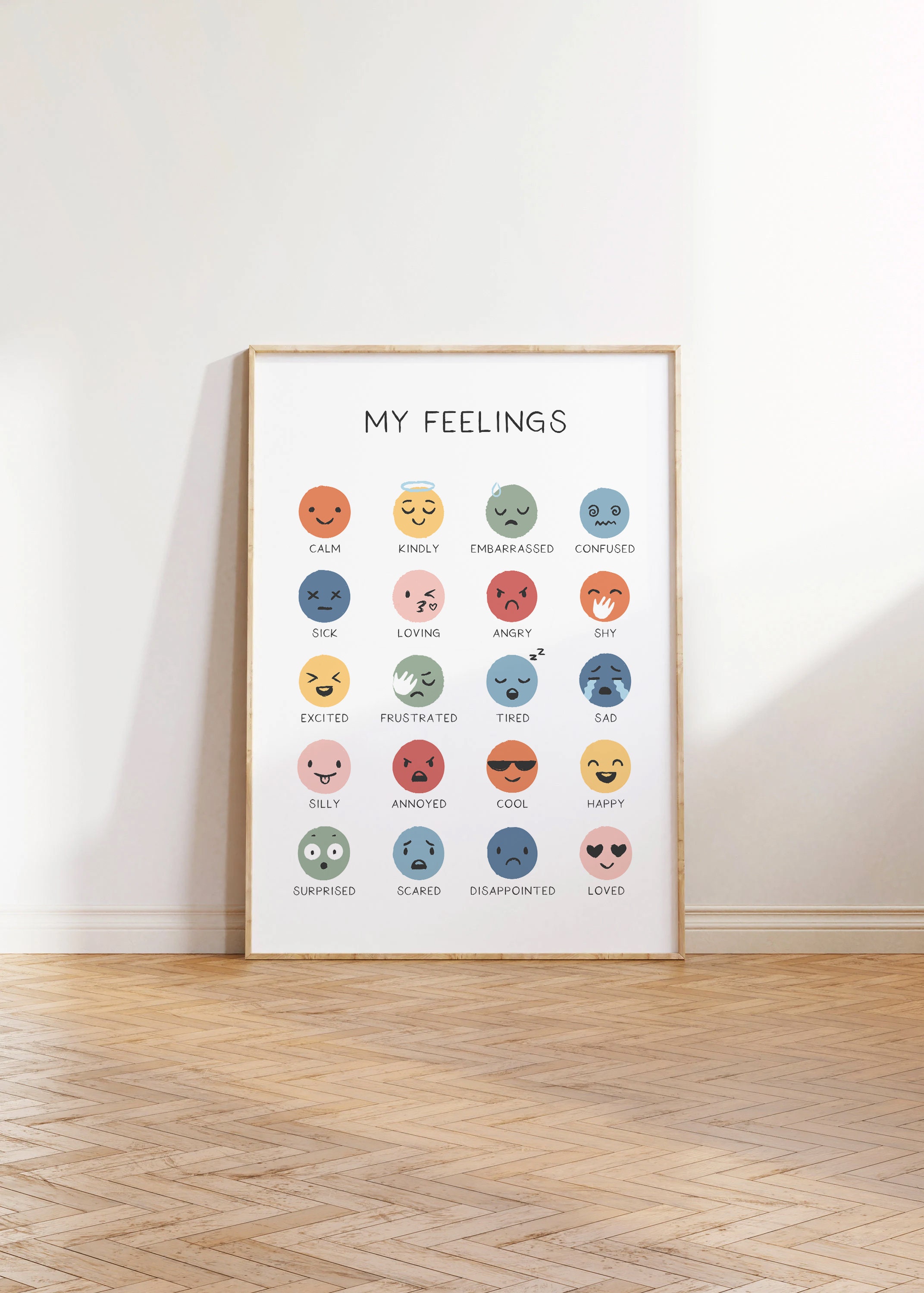 Feelings Poster, Emotions Chart for Kids, Rainbow Classroom Decor ...