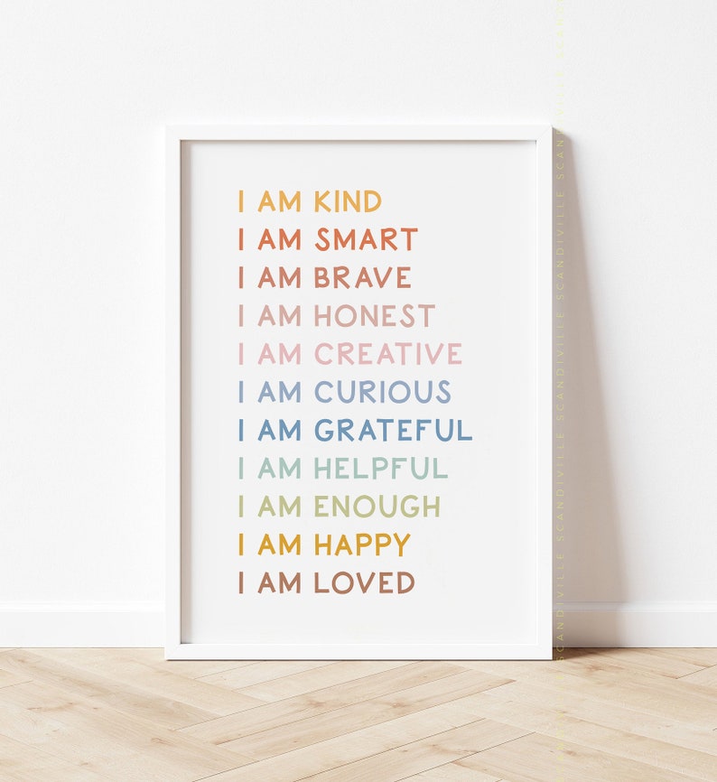 Positive Affirmations Printable, Rainbow Nursery Decor Printable ...