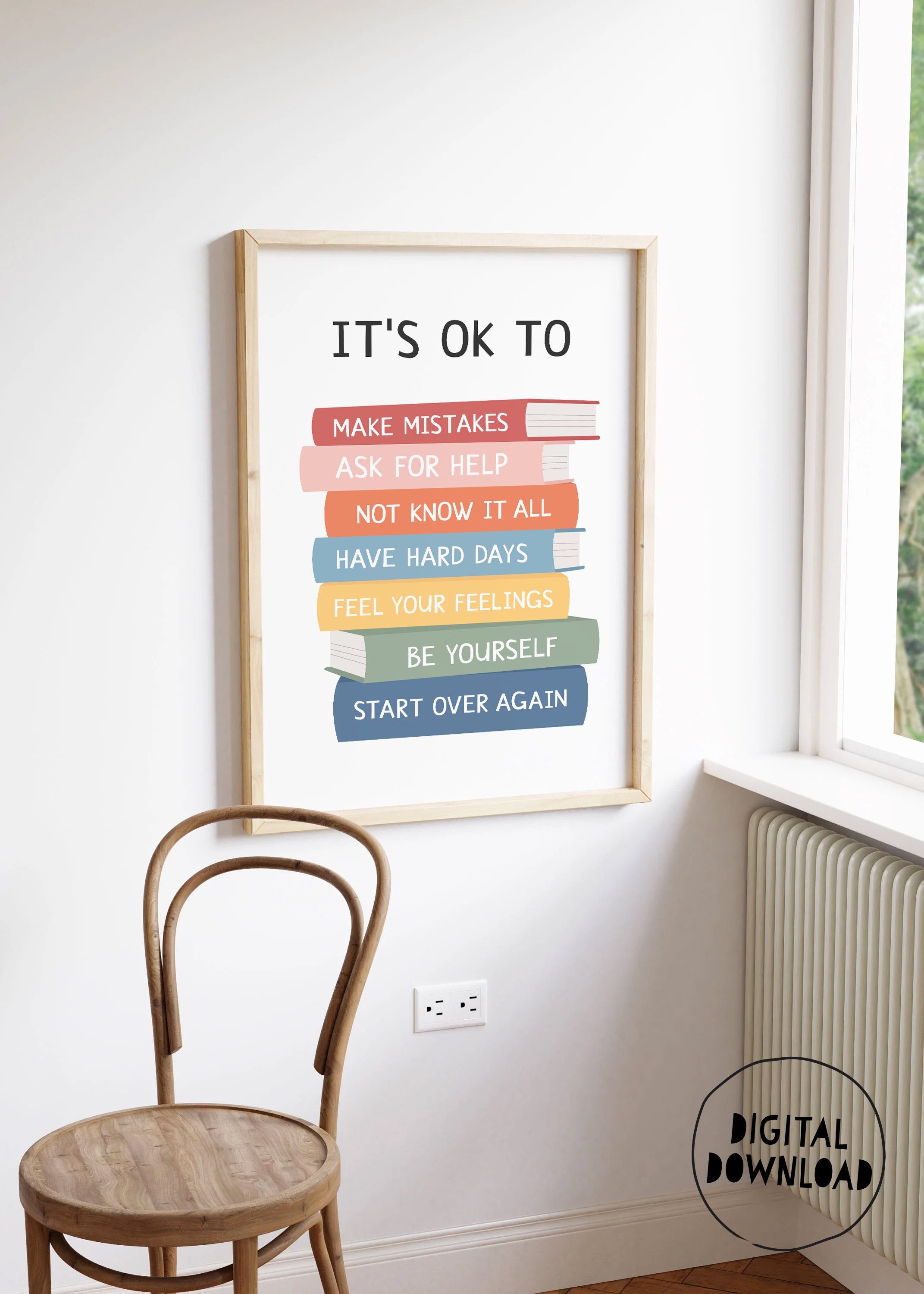 It's Okay to Not Be Okay Print: Rainbow Classroom Decor (digital ...