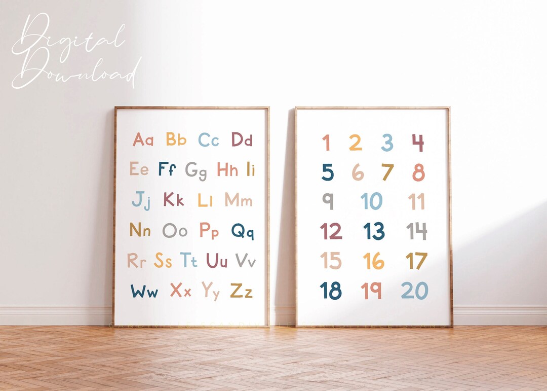 Alphabet Poster, Numbers Poster 1-20, Set of 2 Prints, ABC Prints ...