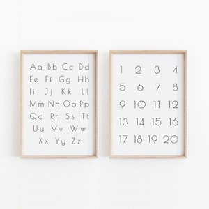 Set of 2 Prints Alphabet Poster, Number Poster 1-20, ABC Prints ...