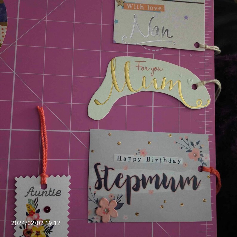 10 Handmade Assorted Family Birthday Gift Tags With Ties up Cycled Mum ...