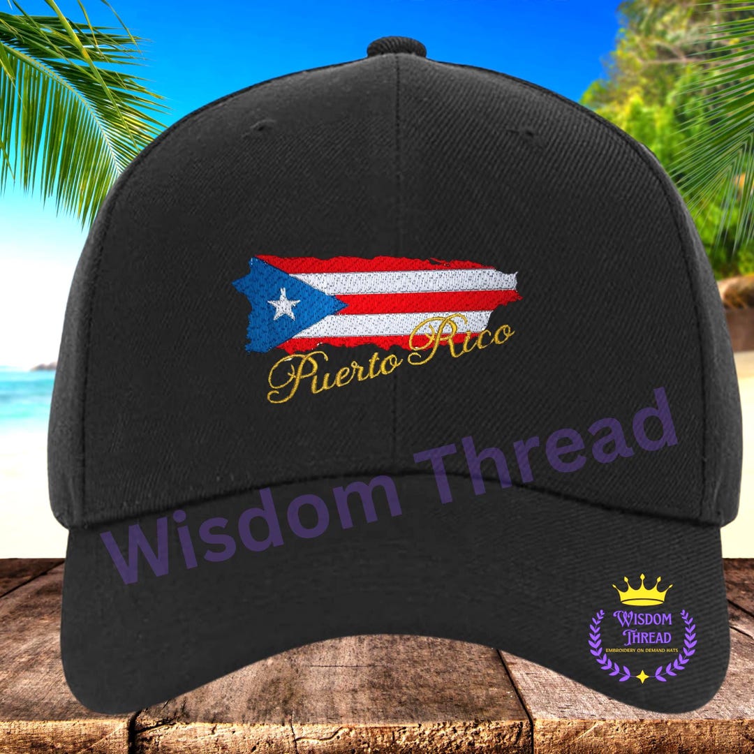 Custom Embroidered Puerto Rico Island Flag Cap - Puerto Rican Boricua ...