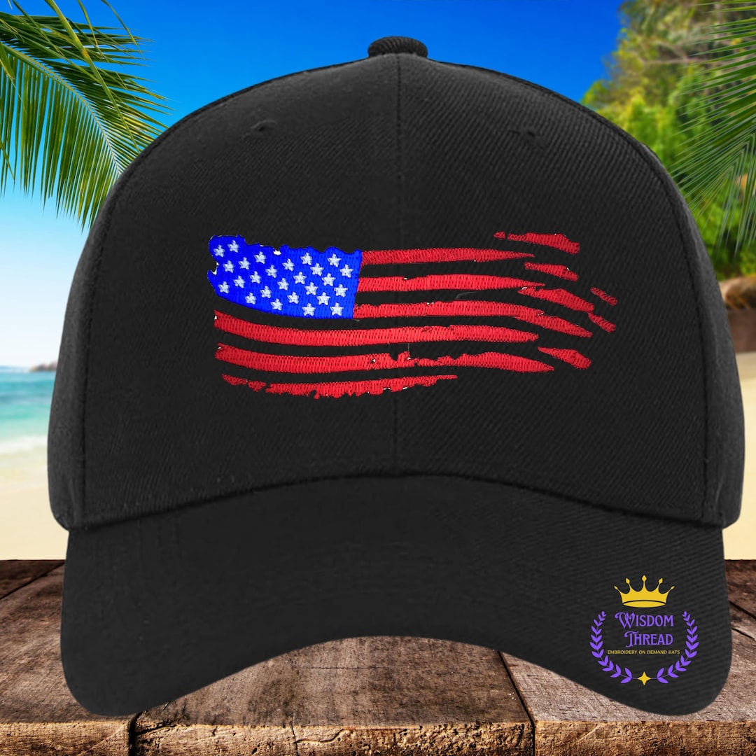 Embroidered Vintage American Flag Dad Hat – USA Baseball Cap – Fathers ...