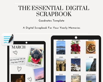 20 Pages Digital Photo Album Scrapbook Charcoal-grey Digital Sticker ...