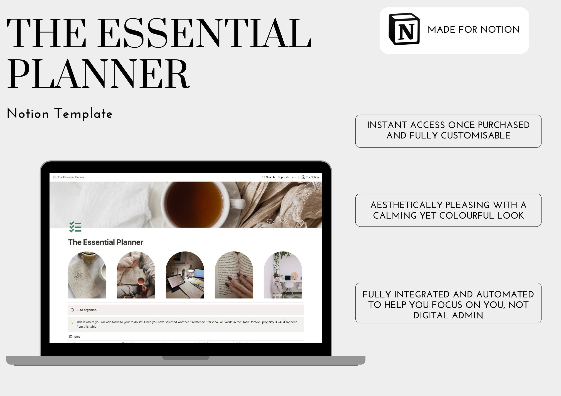 Notion Essential Planner Template - Etsy