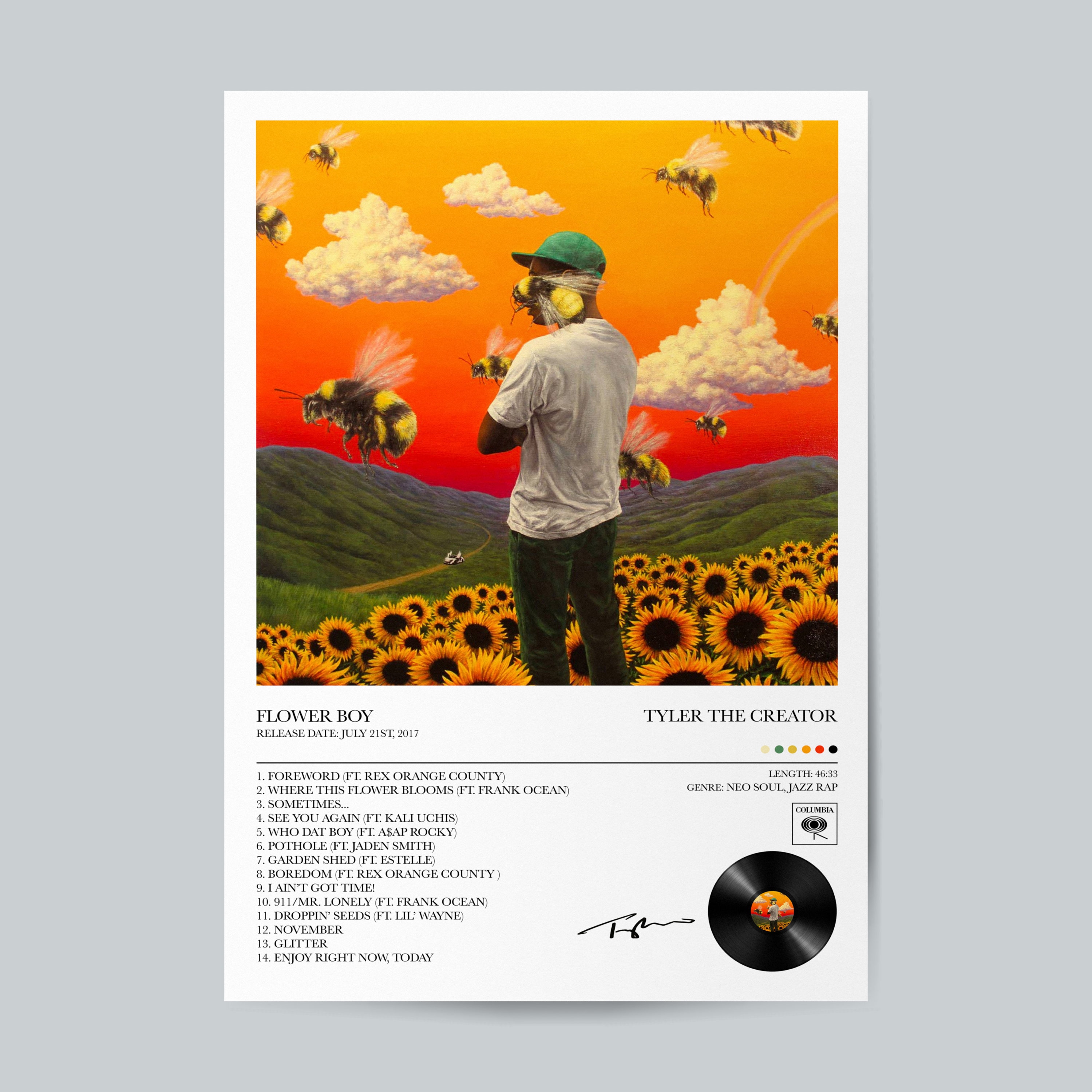 Tyler the Creator Album Cover Poster Flower Boy Wallpaper Digital Print ...