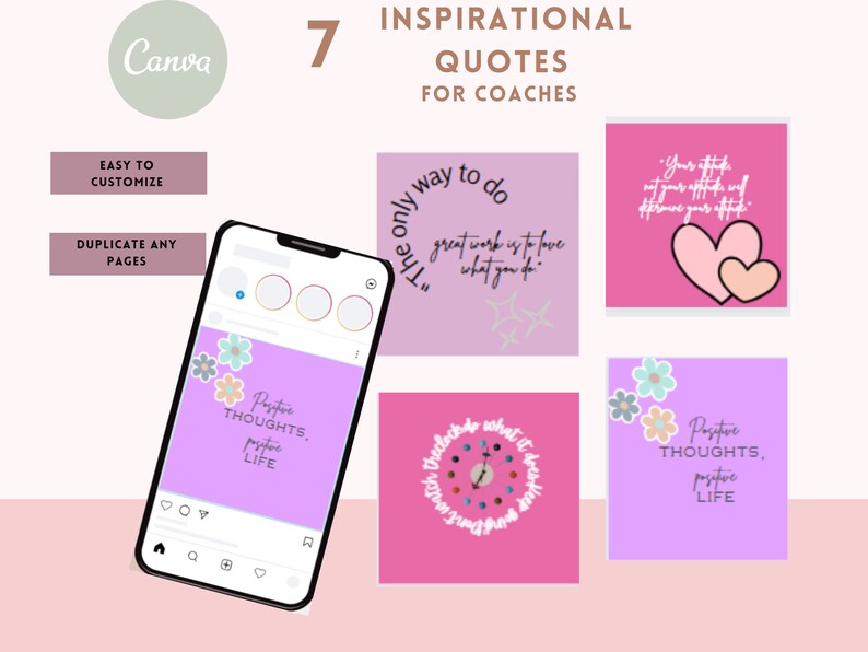 Inspirational Quotes for Coaches, Instagram Post on Attitude Quotes - Etsy