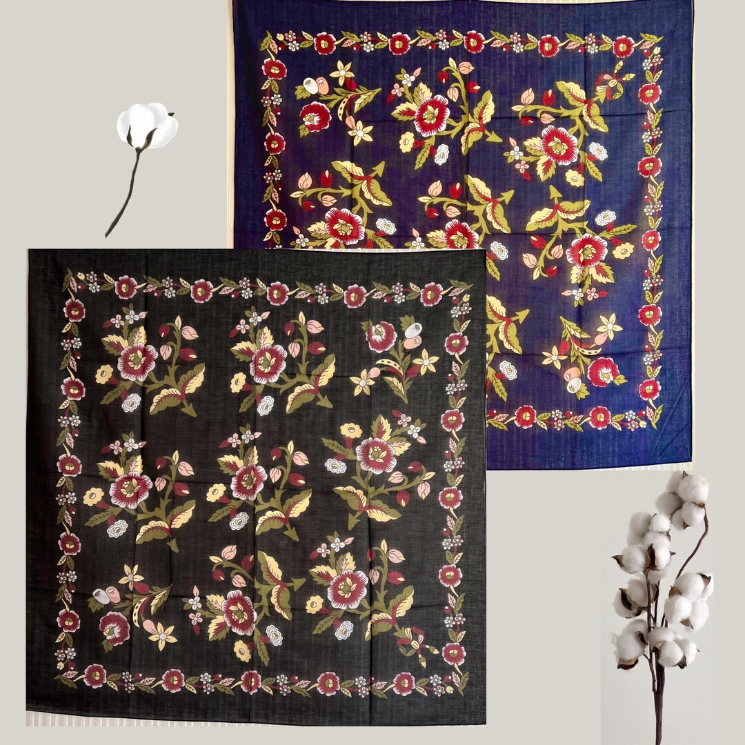 100% Cotton Hijab Black-blue Ultra Soft Quality Authentic Vintage ...