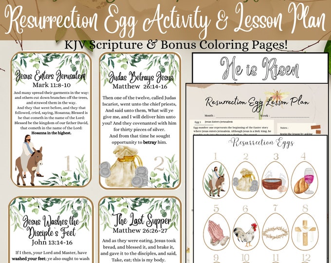 Printable KJV Easter Story Resurrection Eggs, Printable Easter Advent ...